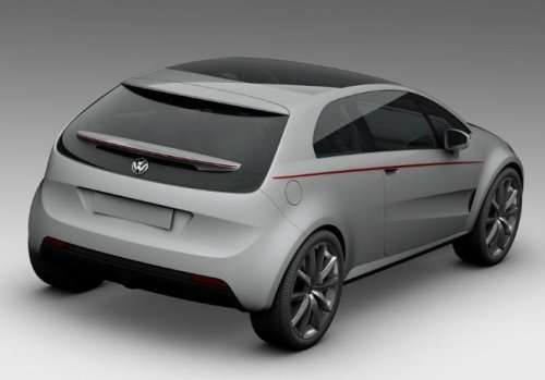 A rear angle shot of the Italdesign/Volkswagen hatchback concept ...
